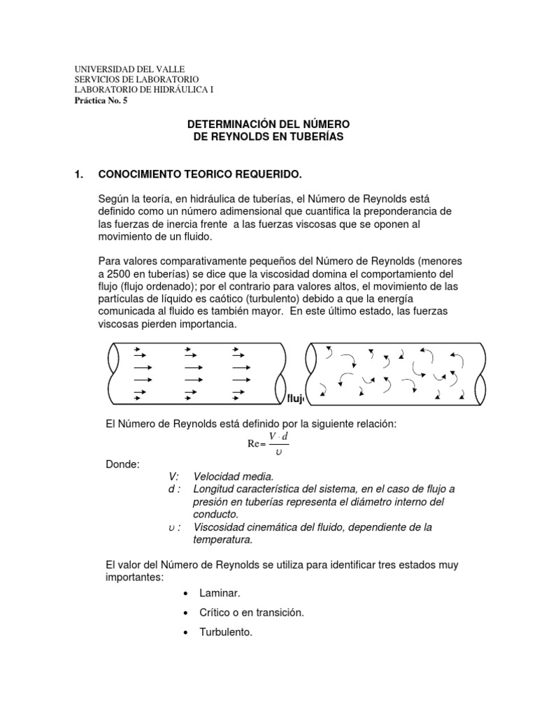 Determinacion Del Numero de Reynolds | PDF | Numero Reynolds | Flujo laminar