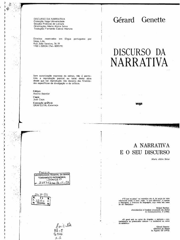 GENETTE, Gerard. Discurso Da Narrativa PDF | PDF