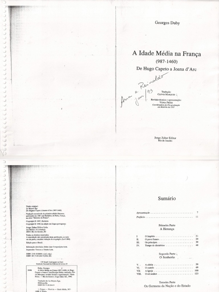 Georges Duby - A Idade Média Na França de Hugo Capeto A Joana D Arck ...