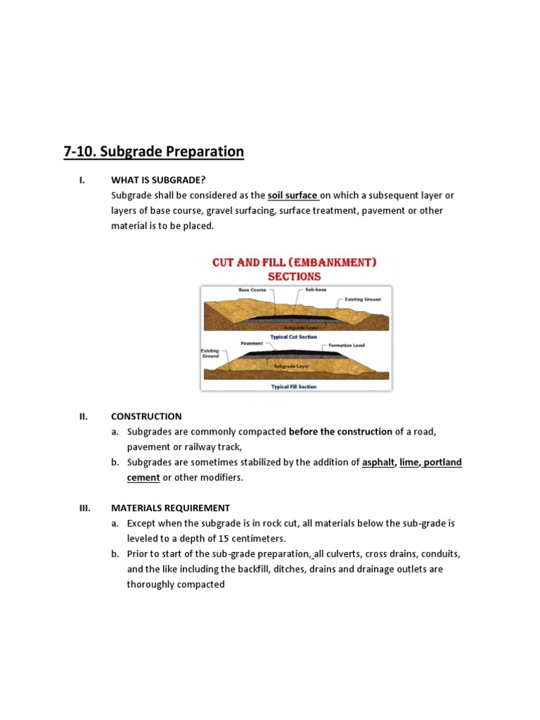 Sub Grade Prep | PDF | Road Surface | Drainage