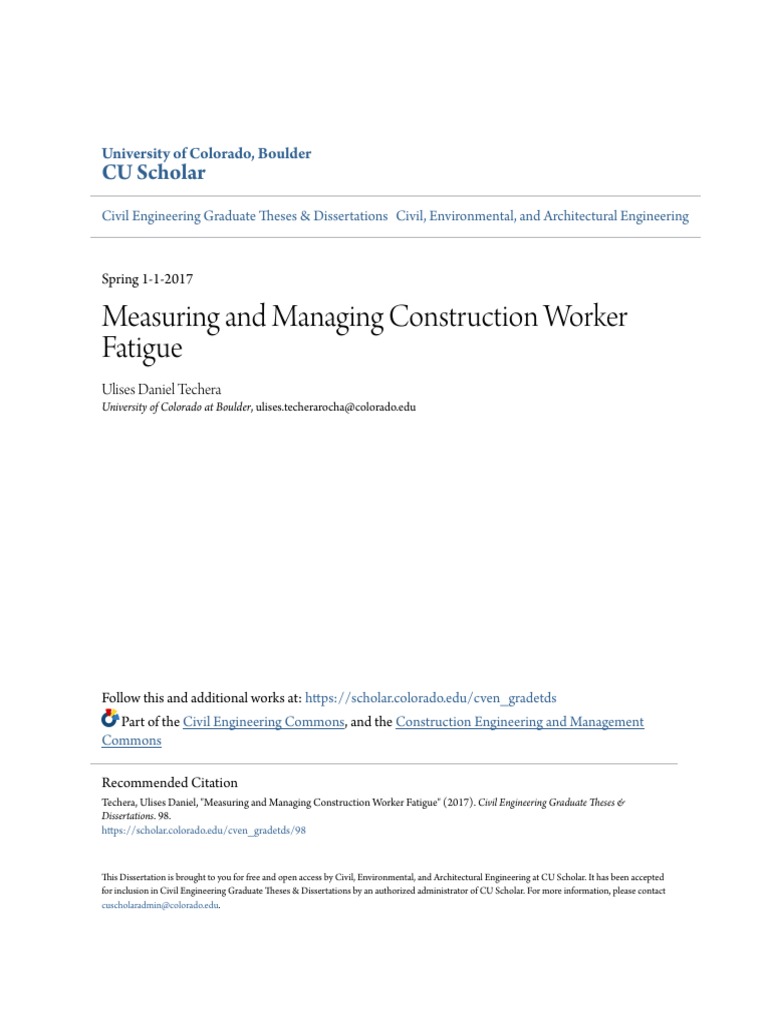 Measuring And Managing Construction Worker Fatigue Pdf Traffic Collision Meta Analysis