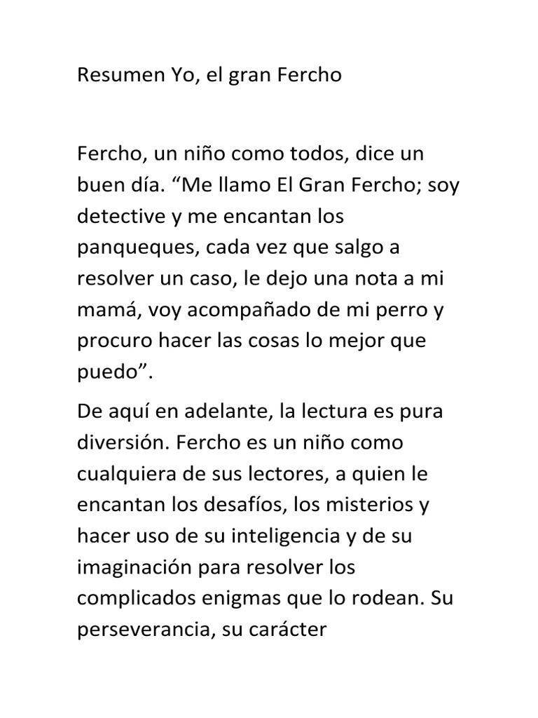 Resumen Yo, El Gran Fercho | PDF