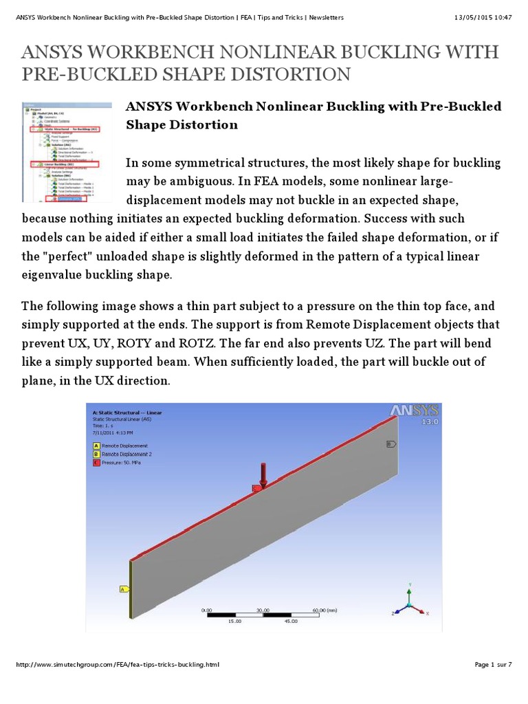 Nonlinear Buckling in ANSYS Workbench | PDF | Buckling | Deformation ...