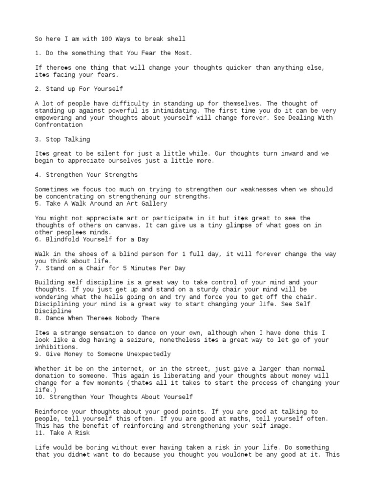 100 Ways To Develop Yourself | PDF | Mind | Thought