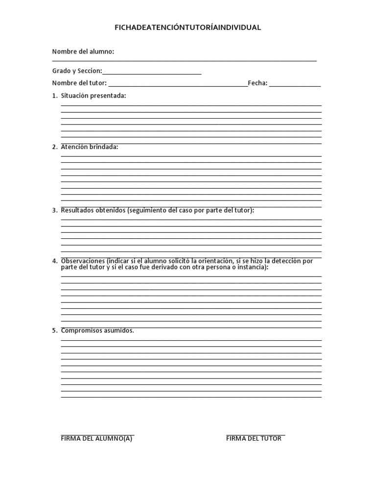 Ficha de Tutoria Individual | Descargar gratis PDF | Business Ficha de Tutoria Individual | Descargar gratis PDF | Business