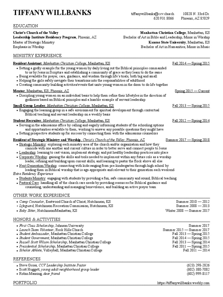Best Most Up-To-Date Ministry Resume | PDF | Jesus | Leadership