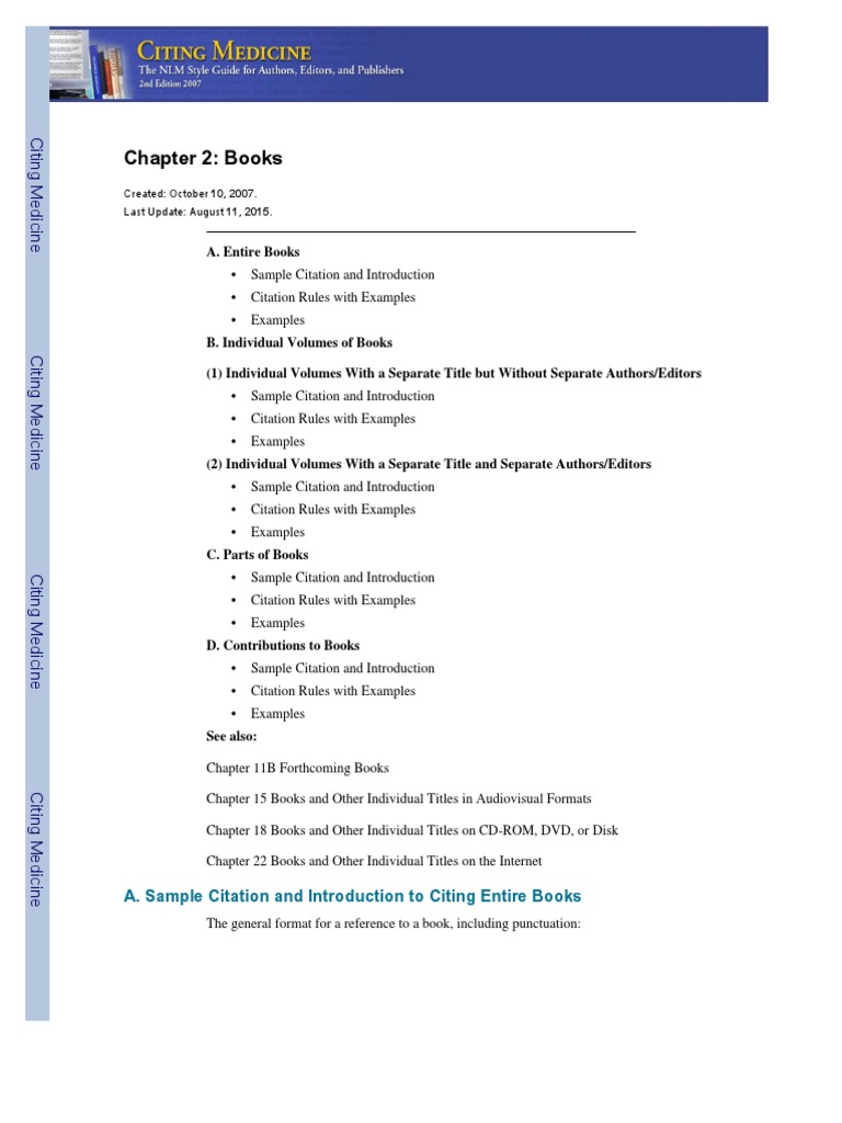 Chapter 2: Books: Created: October 10, 2007. Last Update: August 11 ...