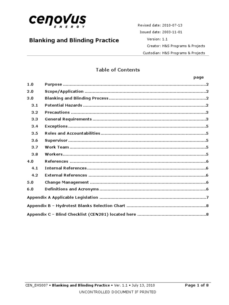 Blanking and Blinding Practice | PDF | Pipe (Fluid Conveyance ...