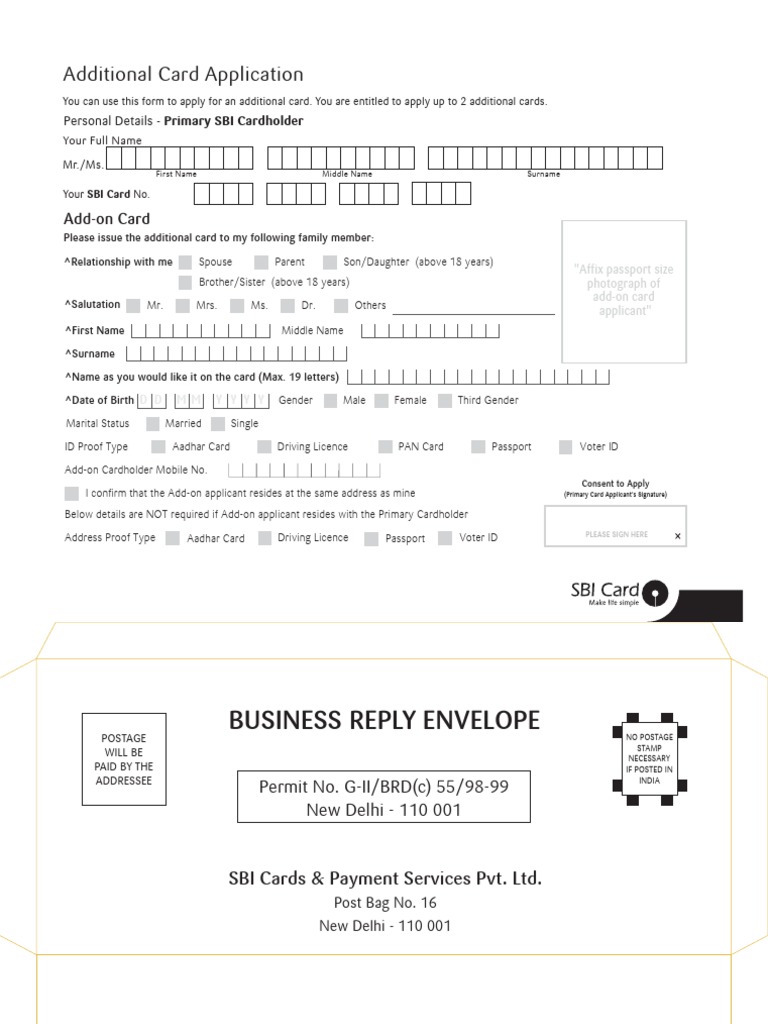 Additional Card Application | PDF | Official Documents | Written ...