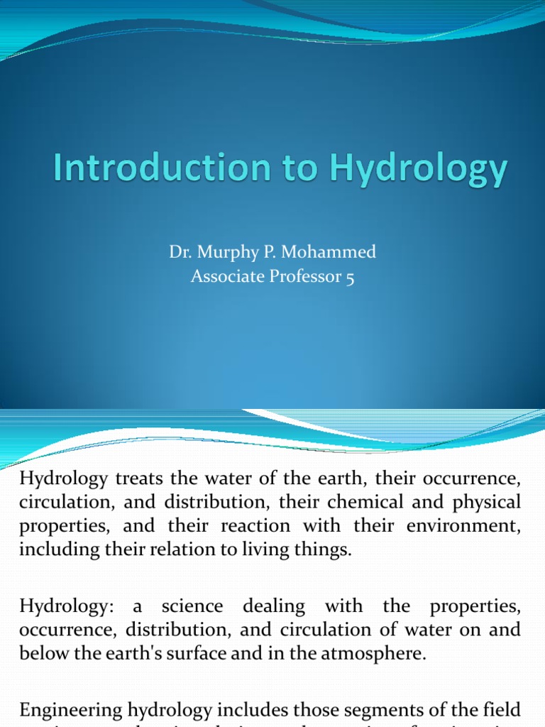 Introduction To Hydrology | PDF | Hydrology | Water Cycle