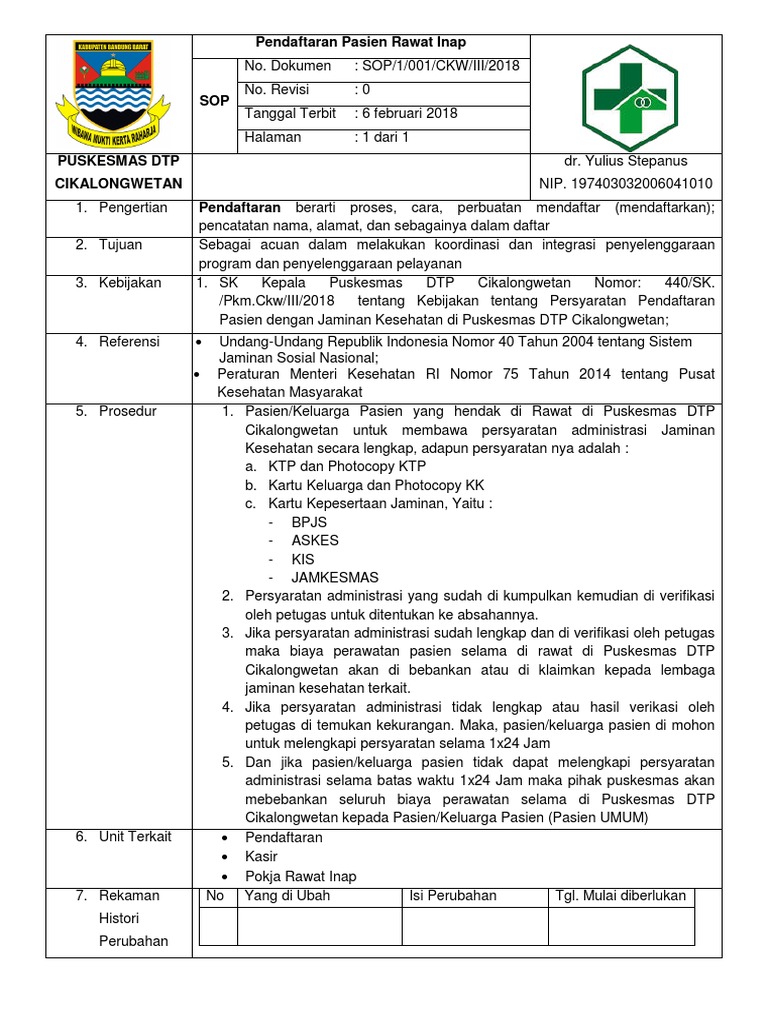 SOP Pendaftaran BPJS | PDF