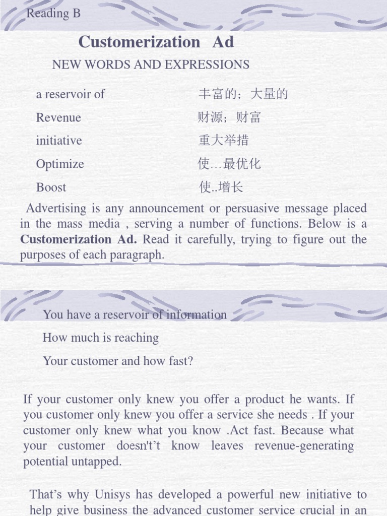 Customerization Ad: Customerization Ad. Read It Carefully, Trying To ...