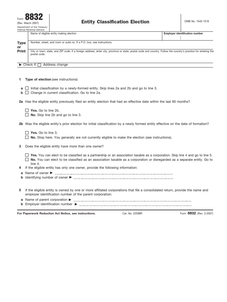 F 8832 | PDF | Limited Liability Company | Partnership
