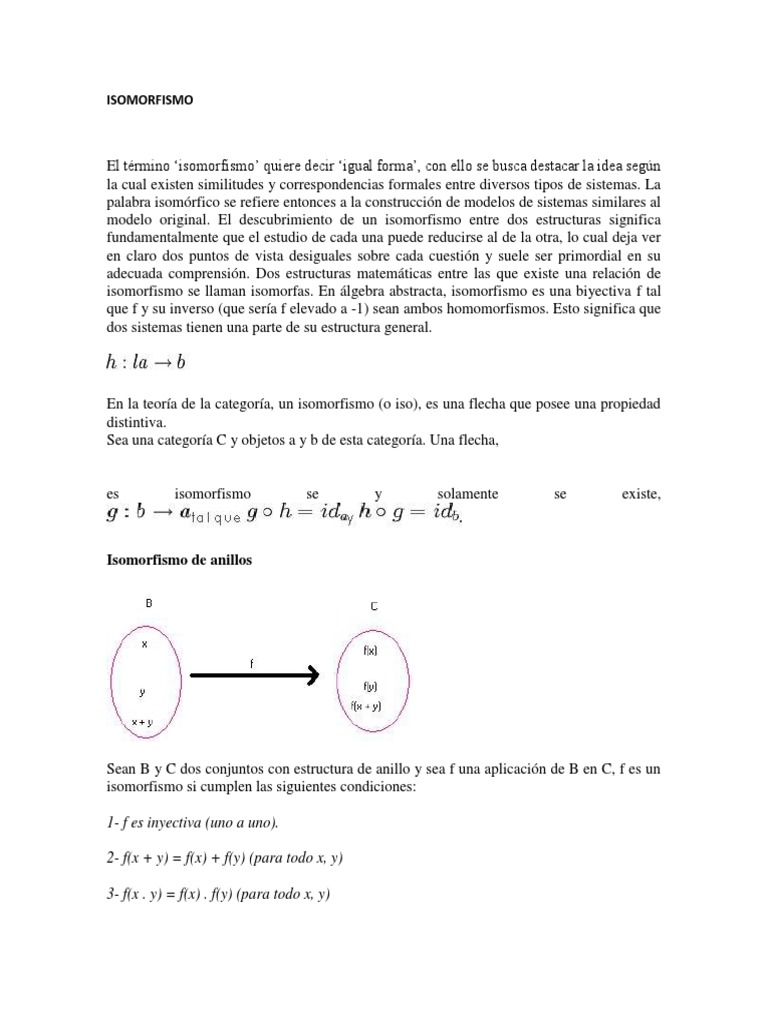 ISOMORFISMO | PDF | Anillo (Matemáticas) | Teoría de la categoría
