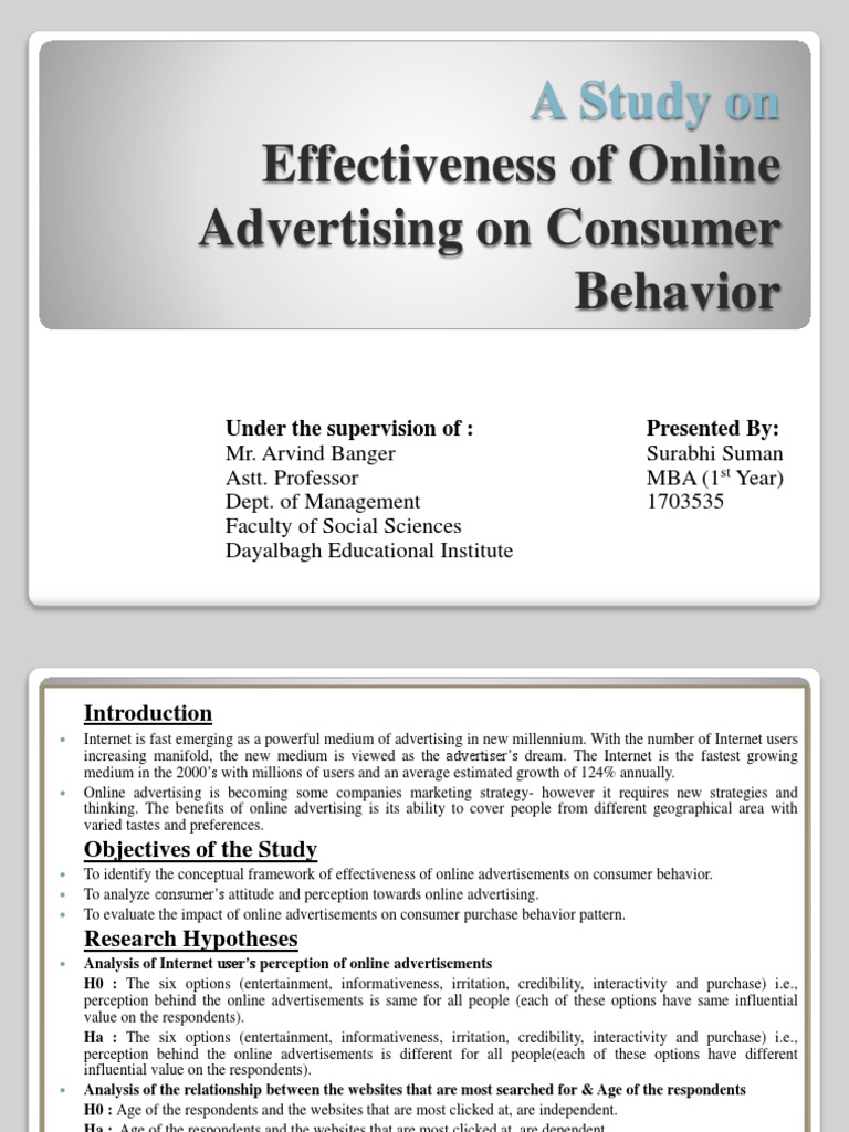 Effectiveness of Online Advertising On Consumer Behavior | Download ...