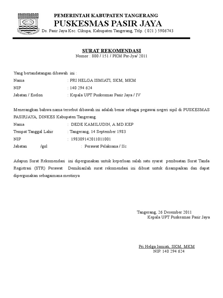 Surat Rekomendasi | PDF