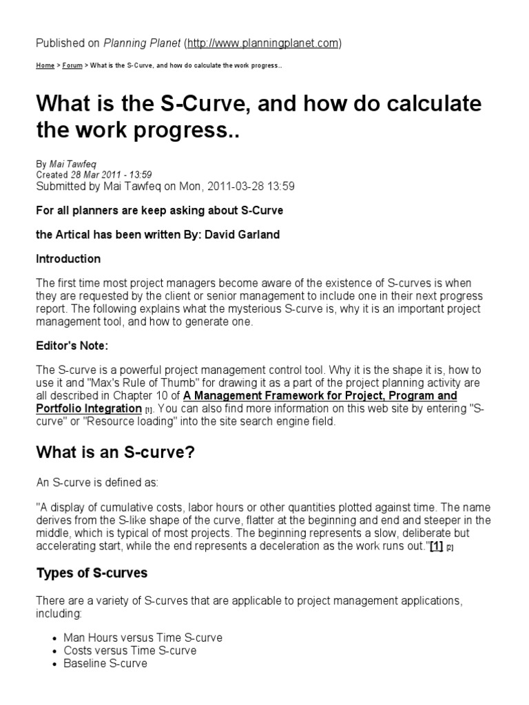 What Is The S-Curve, and How Do Calculate The Work Progress PDF | PDF ...