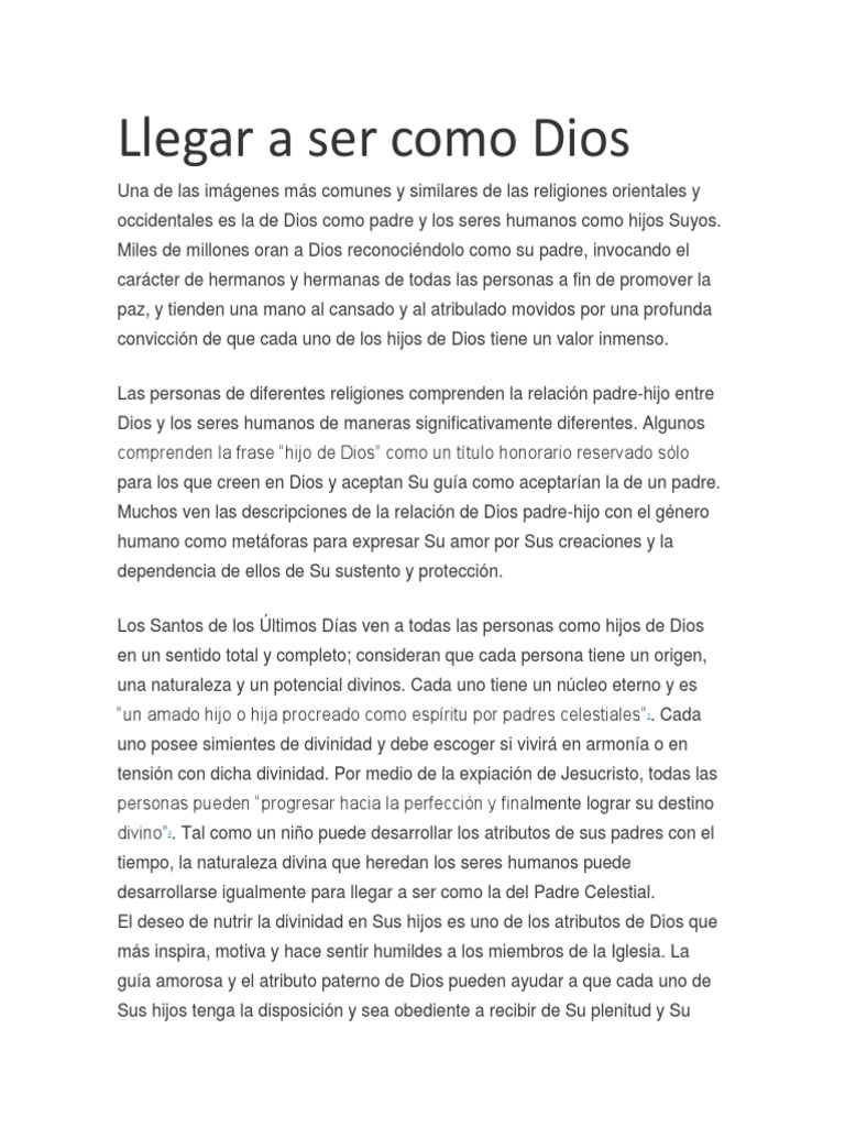 Llegar A Ser Como Dios | PDF | Dios en el cristianismo | Expiación en ...