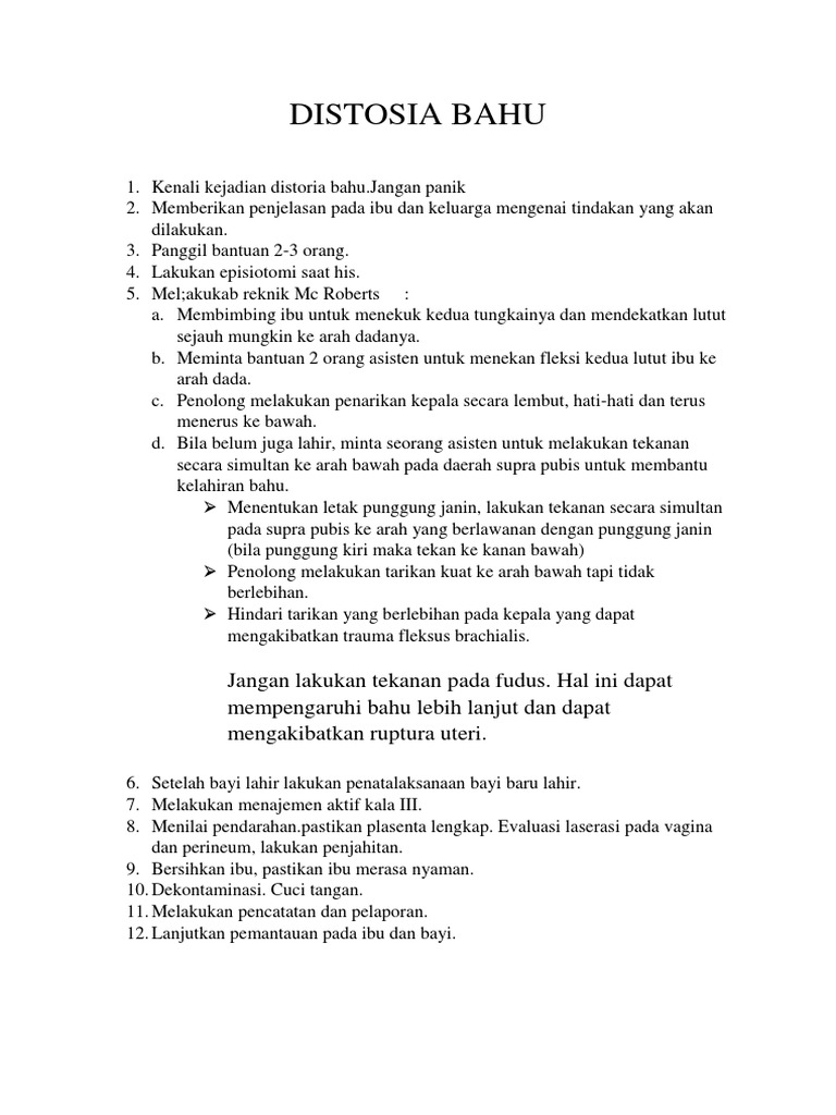 Distosia Bahu, Teknik Bracht, Teknik Lovset. | PDF