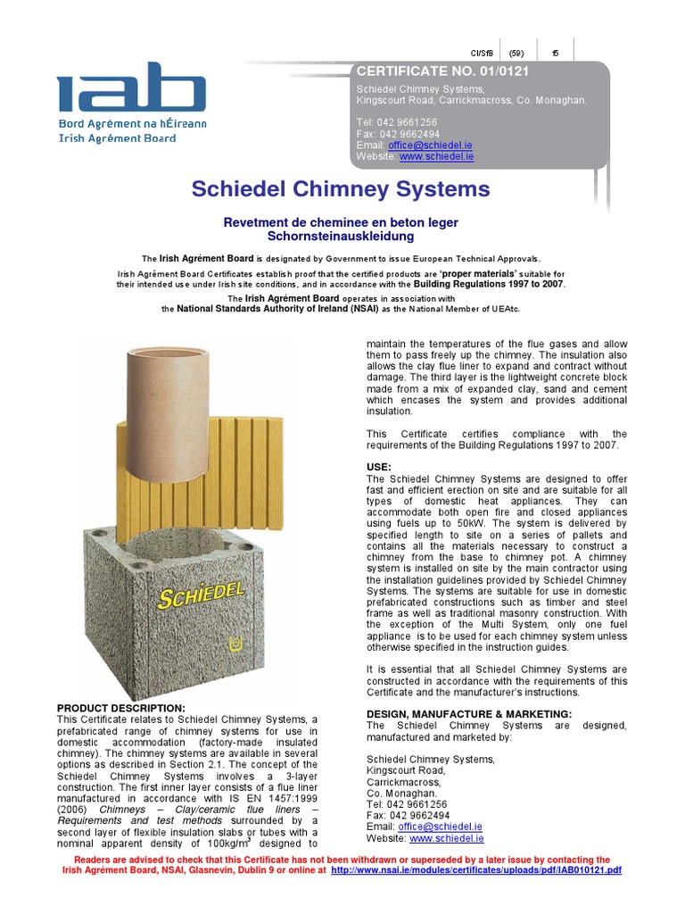 Schiedel Chimney Systems Certification | PDF | Chimney | Architectural ...