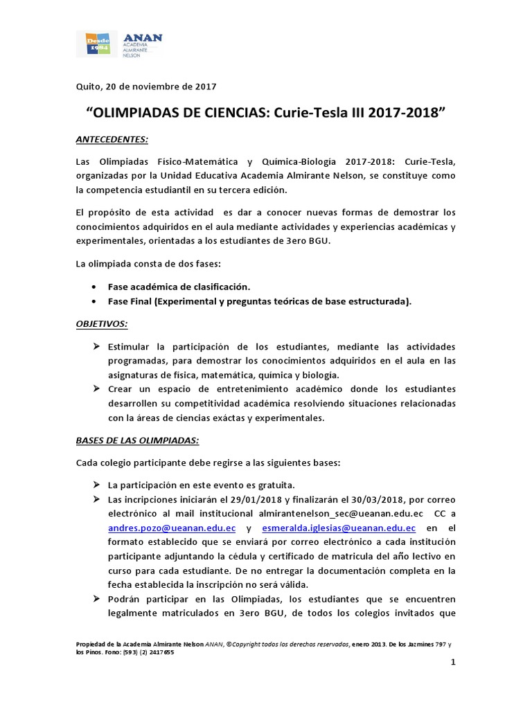 Bases y Temas Olimpiadas Físico-Quimico 3 PDF | PDF | Prueba ...