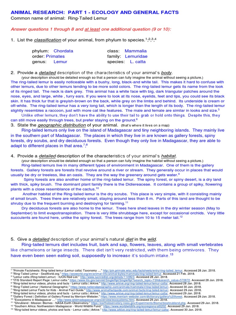 Animal Research - Ecology and General Facts | PDF | Organisms ...