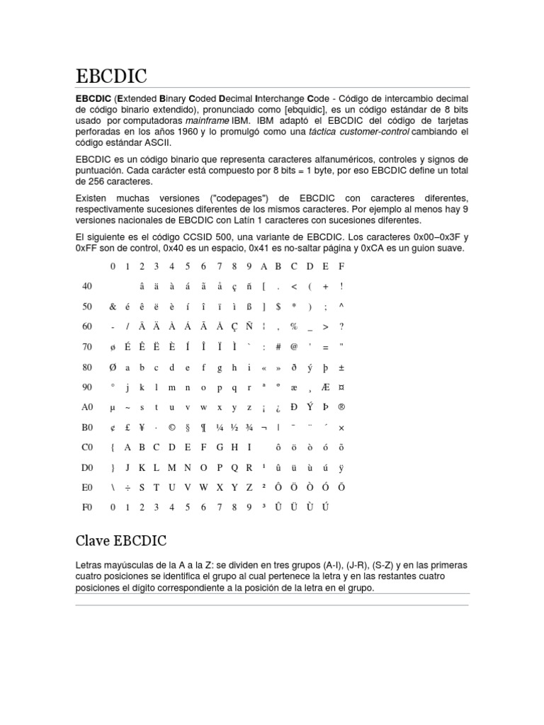 EBCDIC | PDF | Ascii | Codificaciones