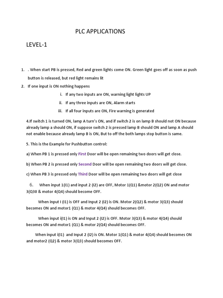 PLC Applications Level-1: First Second Third | PDF | Timer | Components
