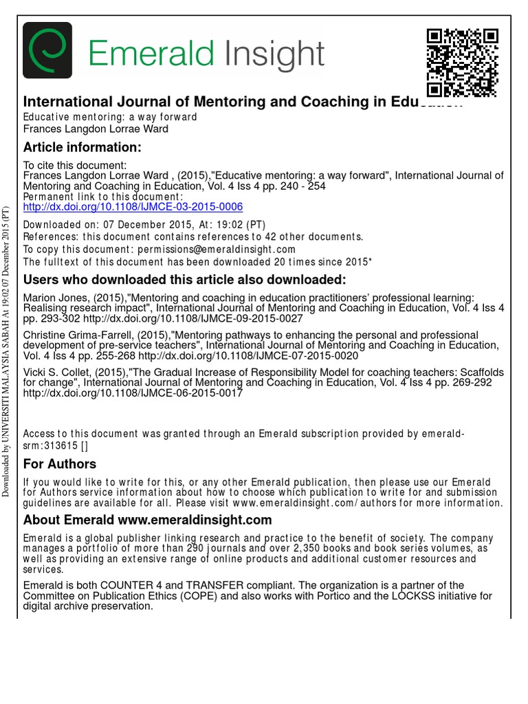 Educative Mentoring A Way Forward | PDF | Mentorship | Action Research