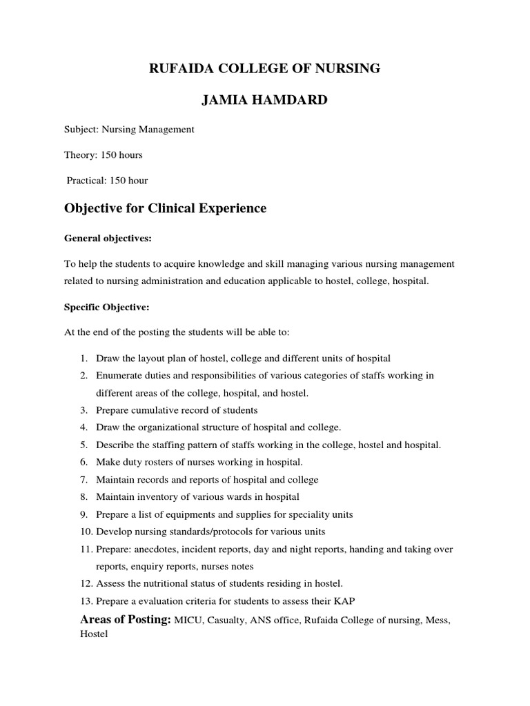 Nursing Management Objective-N | PDF