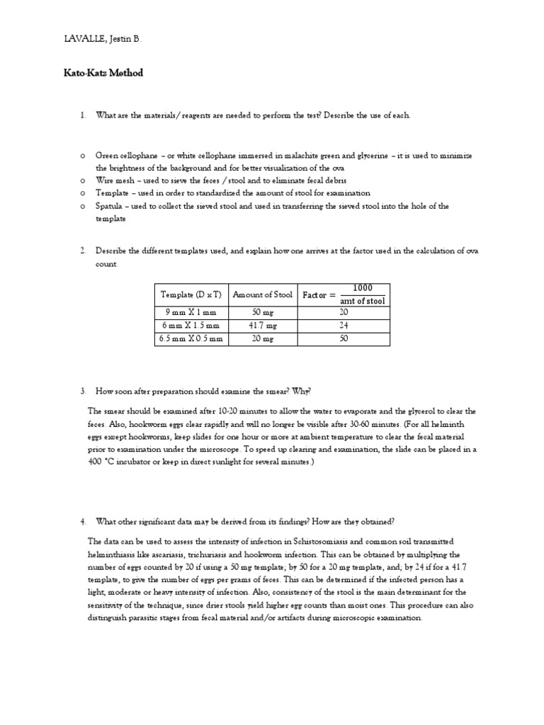 Kato Katz Method | Feces | Public Health