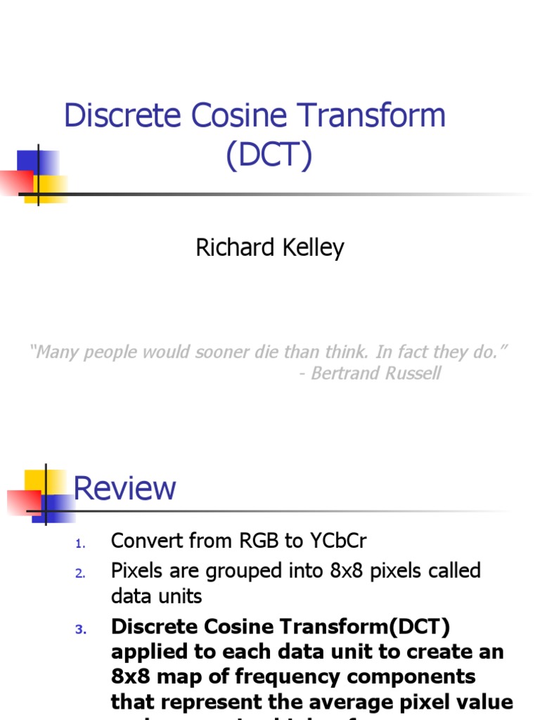 Discrete Cosine Transform (DCT) : Richard Kelley | Download Free PDF ...