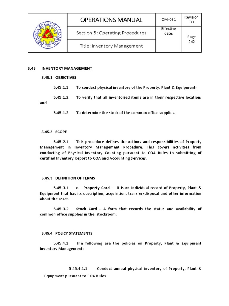 5.45 Inventory Management Procedure | Download Free PDF | Inventory ...