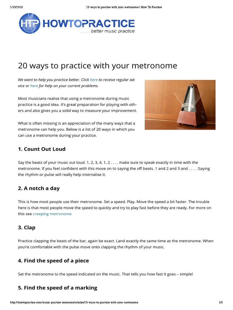 20 Ways To Practice With Your Metronome - How To Practice | PDF | Tempo ...