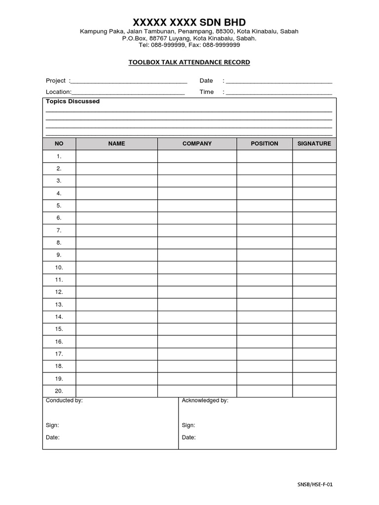 Toolbox Briefing Example PDF | PDF