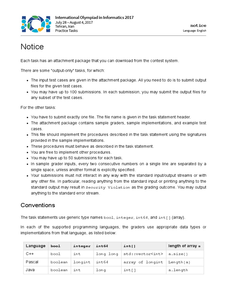 Notice | PDF | Integer (Computer Science) | Boolean Data Type