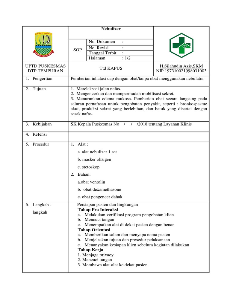 Sop Nebulizer | PDF