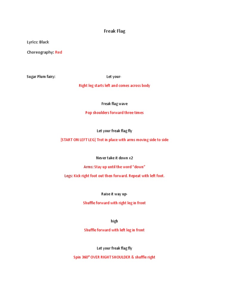 Freak Flag: Lyrics: Black Choreography | Download Free PDF | Leisure ...