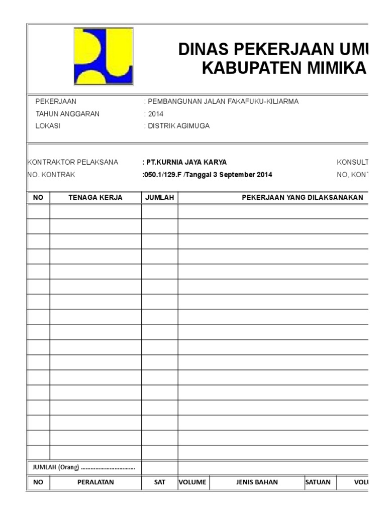 Form Laporan Harian | PDF