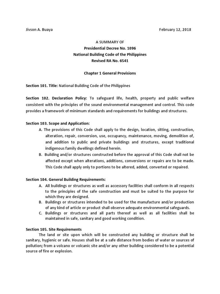 Building Code Summary PDF