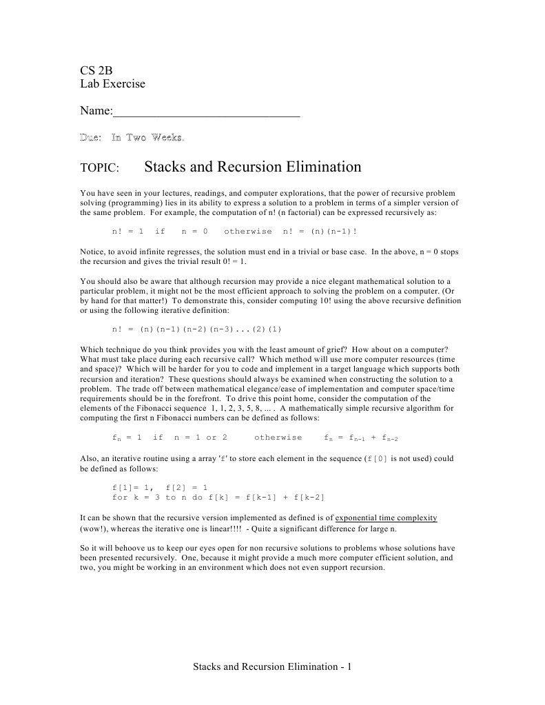 Eliminating Recursion Through Iteration and Stack Simulation | PDF | Object Oriented Programming ...