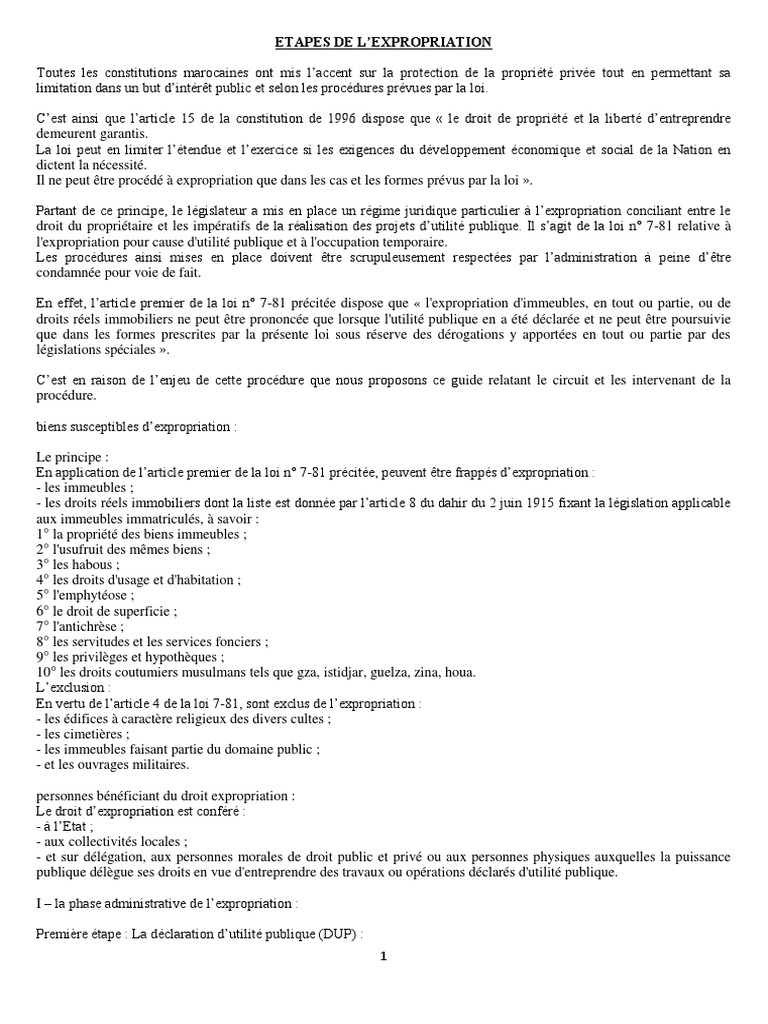 Guide sur l'expropriation au Maroc | PDF | Expropriation pour cause d ...