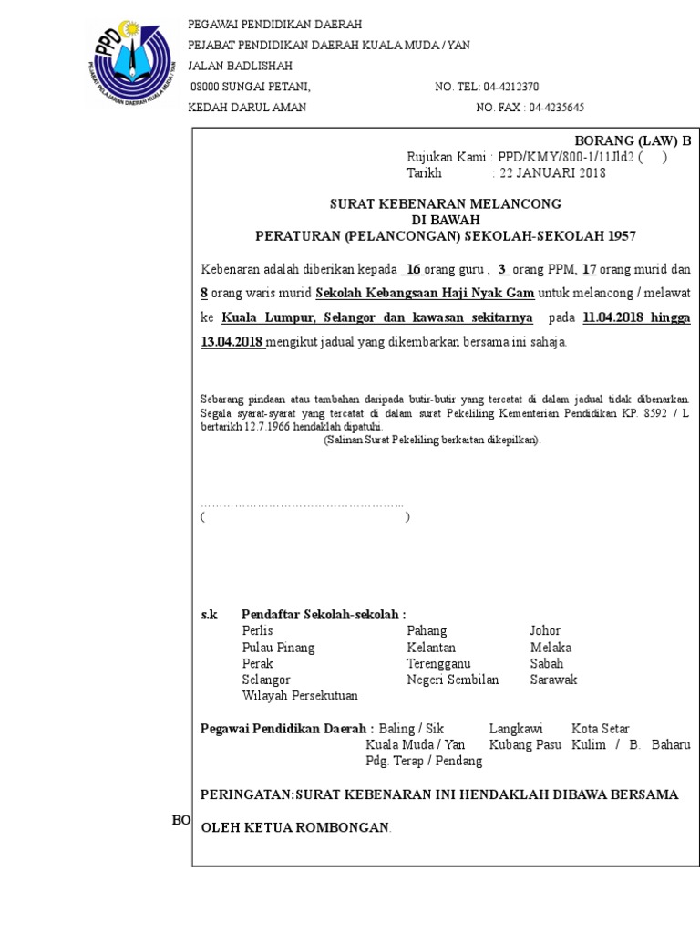 Paperwork Lawatan KUALA LUMPUR | PDF