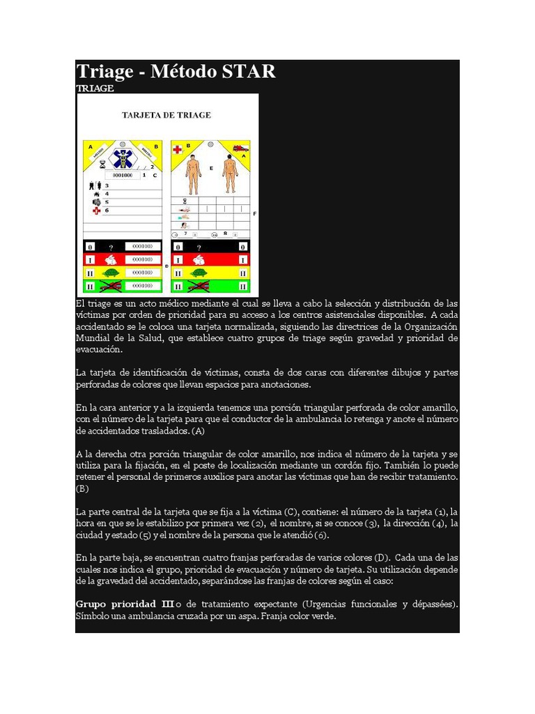 Triage Explicación Tarjeta | PDF | Ambulancia | Color