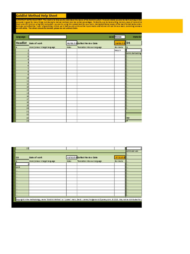 New Gold List Method | PDF | Spreadsheet | Computing