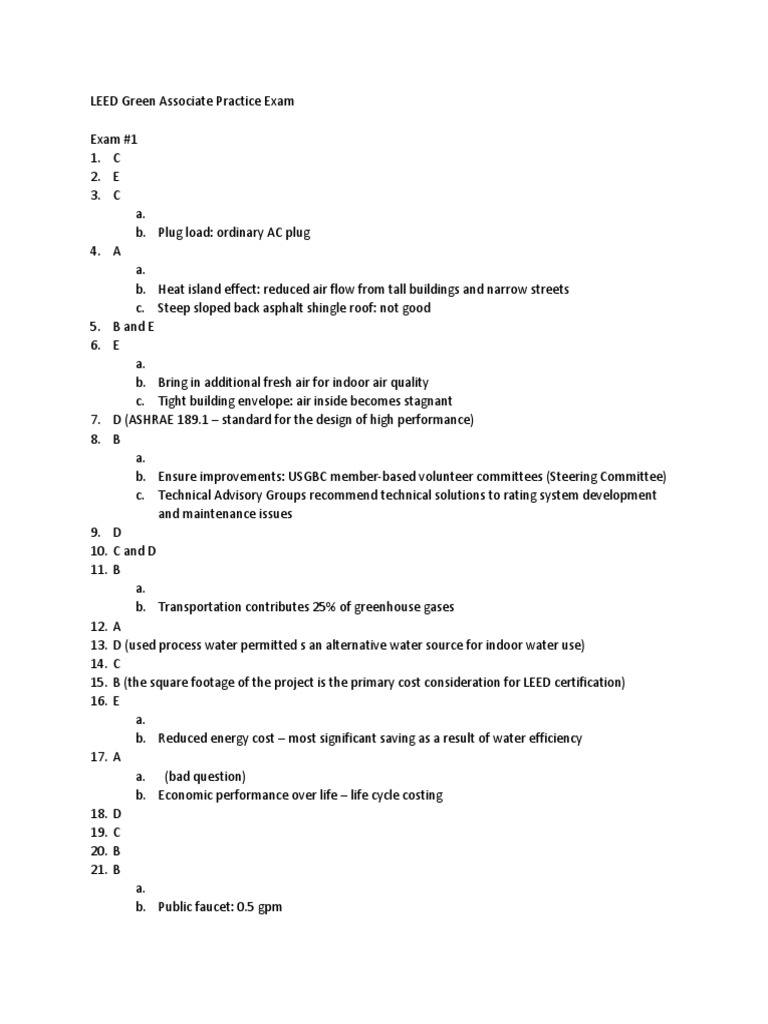LEED Green Associate Practice Exam | Download Free PDF | Leadership In ...