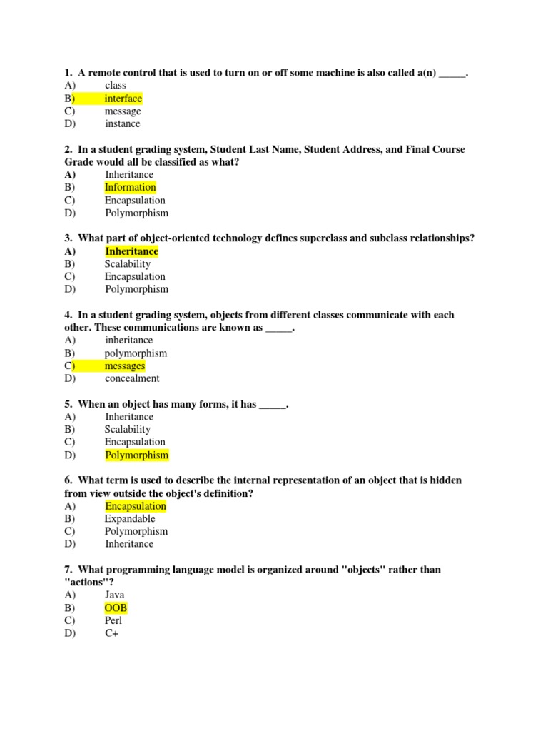 Oosplp Object Oriented Methodology Mcq 110 By Dr Pradhan Pl Tgpcet Nagpur Pdf Inheritance