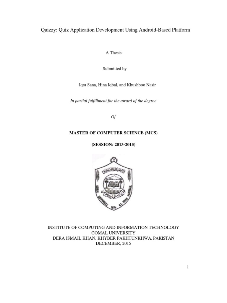 Quiz App Thesis | PDF | Mobile App | Android (Operating System)