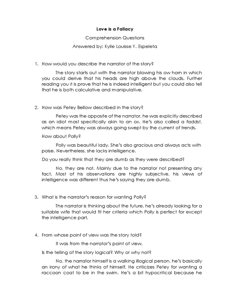 Comprehension Questions | PDF | Fallacy | Irony