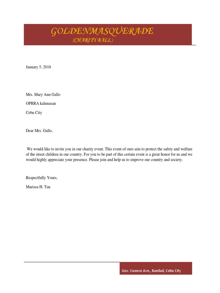 Golden Masquerade Letter | PDF